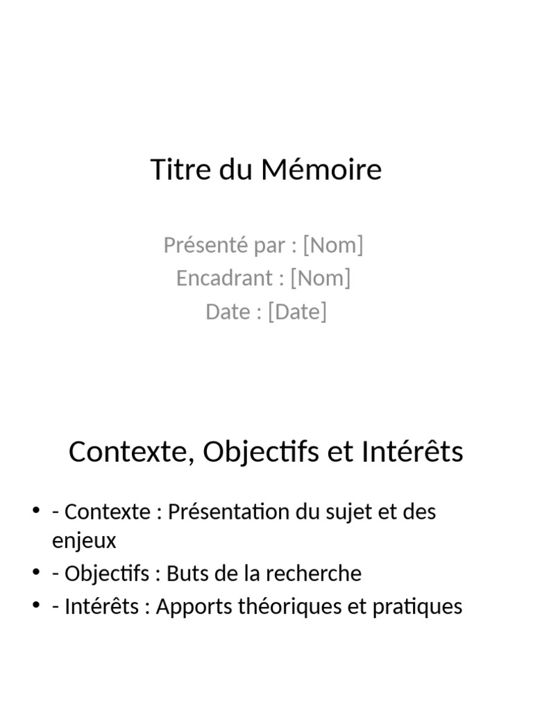 Présentation du Mémoire de Recherche | PDF