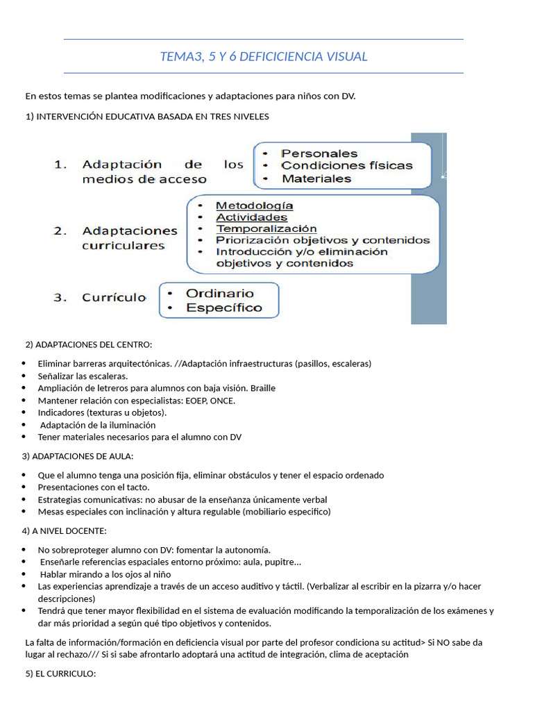 Tema3, 5 y 6 Deficiciencia Visual | PDF | Discapacidad visual | Plan de estudios