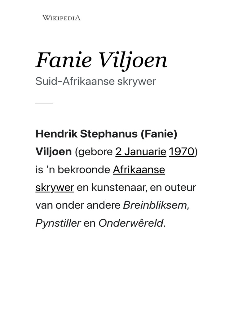 Fanie Viljoen - Wikipedia | PDF