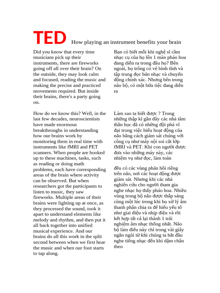 How playing an instrument benefits your brain | PDF