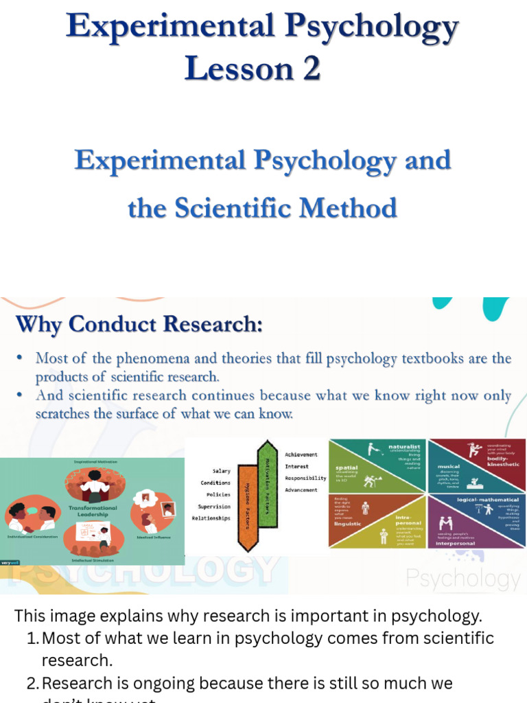 Psych 315 Lesson 2 - Experimental Psychology and The Scientific Method ...