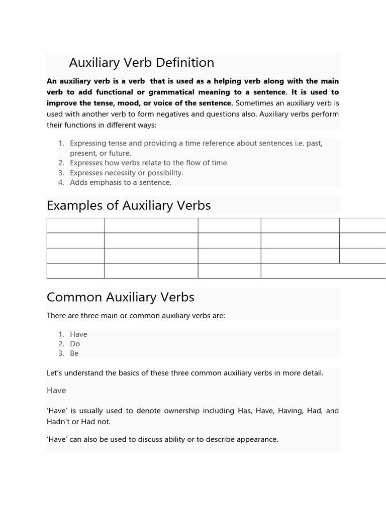 English Grammar - 2 Auxiliary Verbs | PDF | Verb | Grammatical Tense