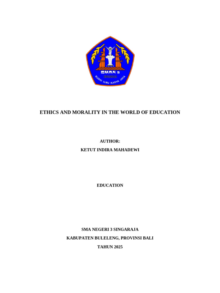 Script Ethics and Morality in The World of Education Speech | PDF | Morality | Liberal Arts ...