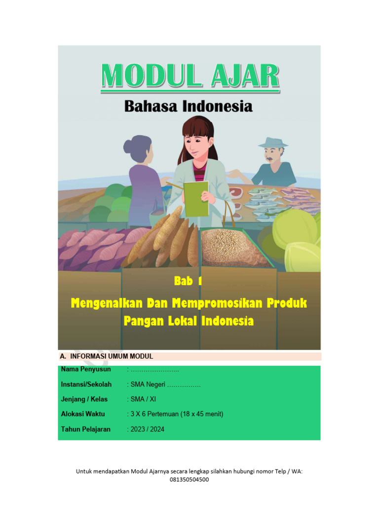 Modul Ajar Bahasa Indonesia XI Kurmer | PDF