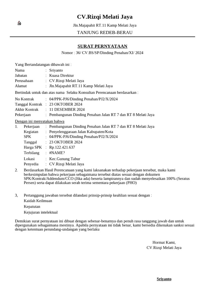 FORMAT BAP_Melati Jaya | PDF