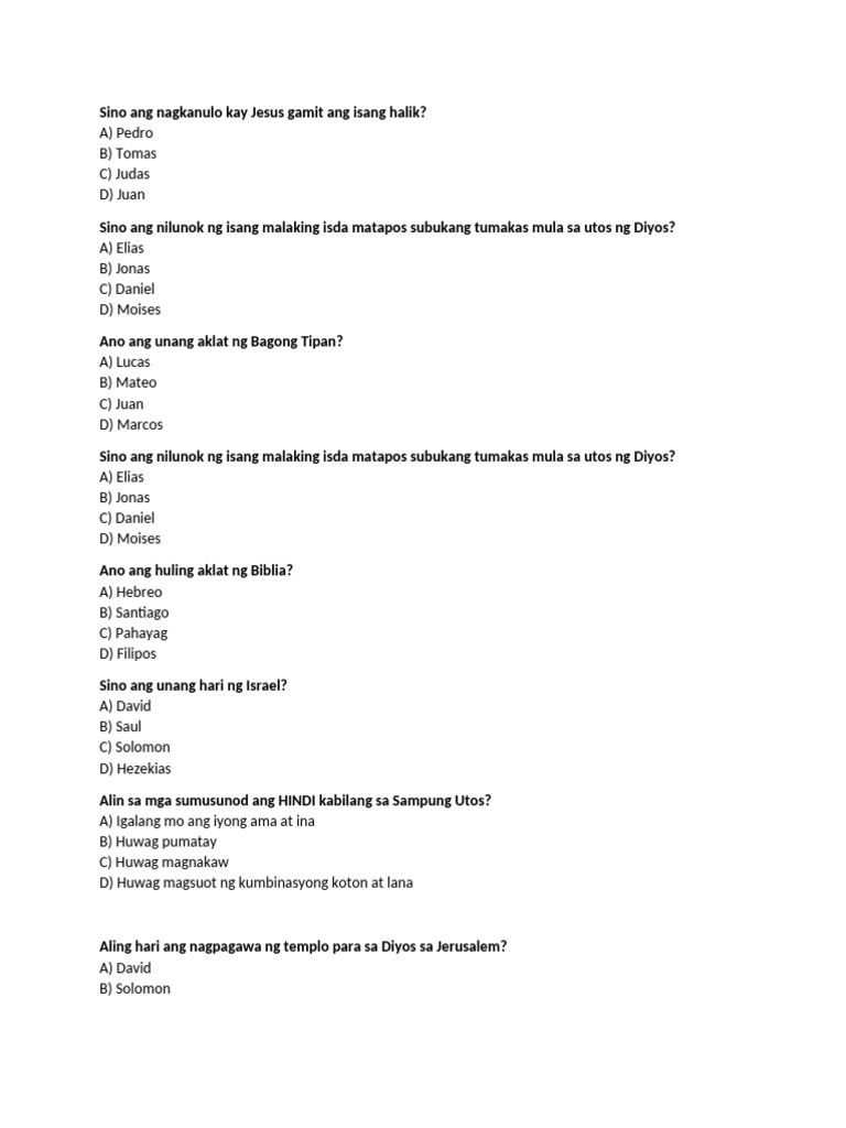 Bible Quiz | PDF