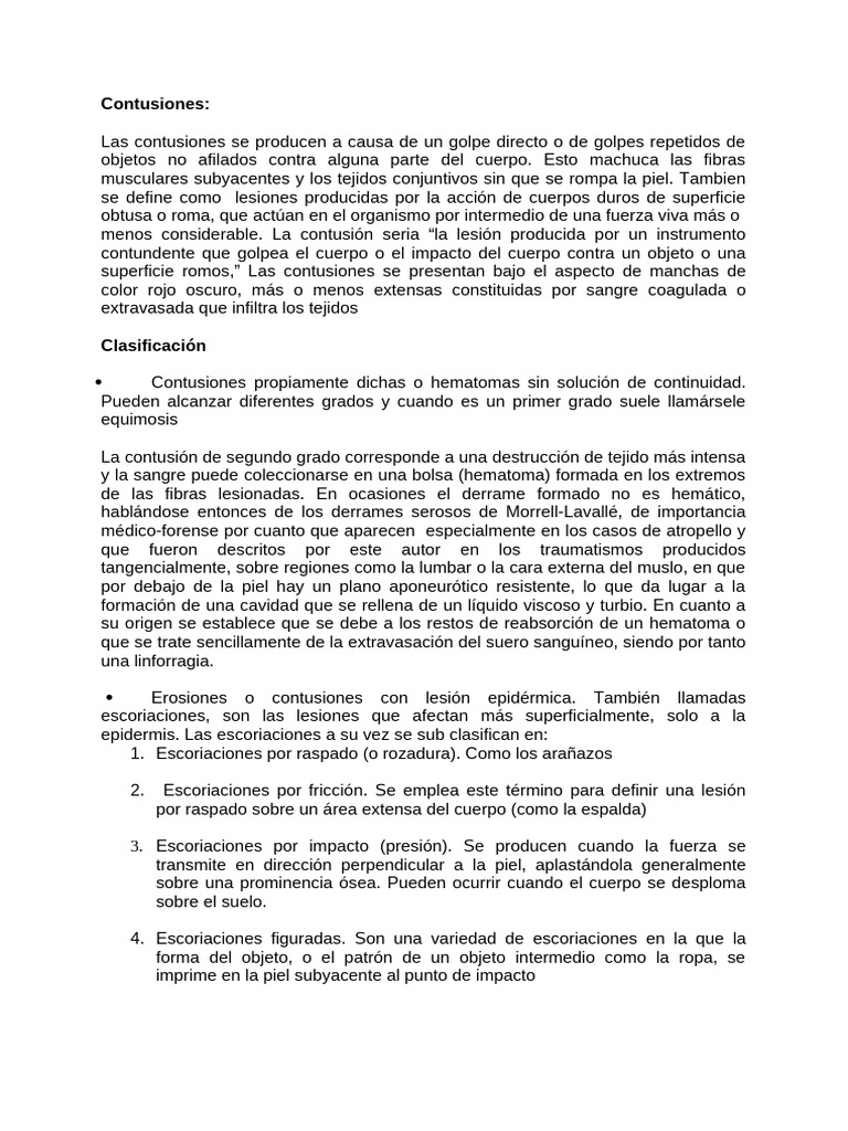 Tipos y Grados de Contusiones | PDF | Traumatologia | Emergencias Médicas