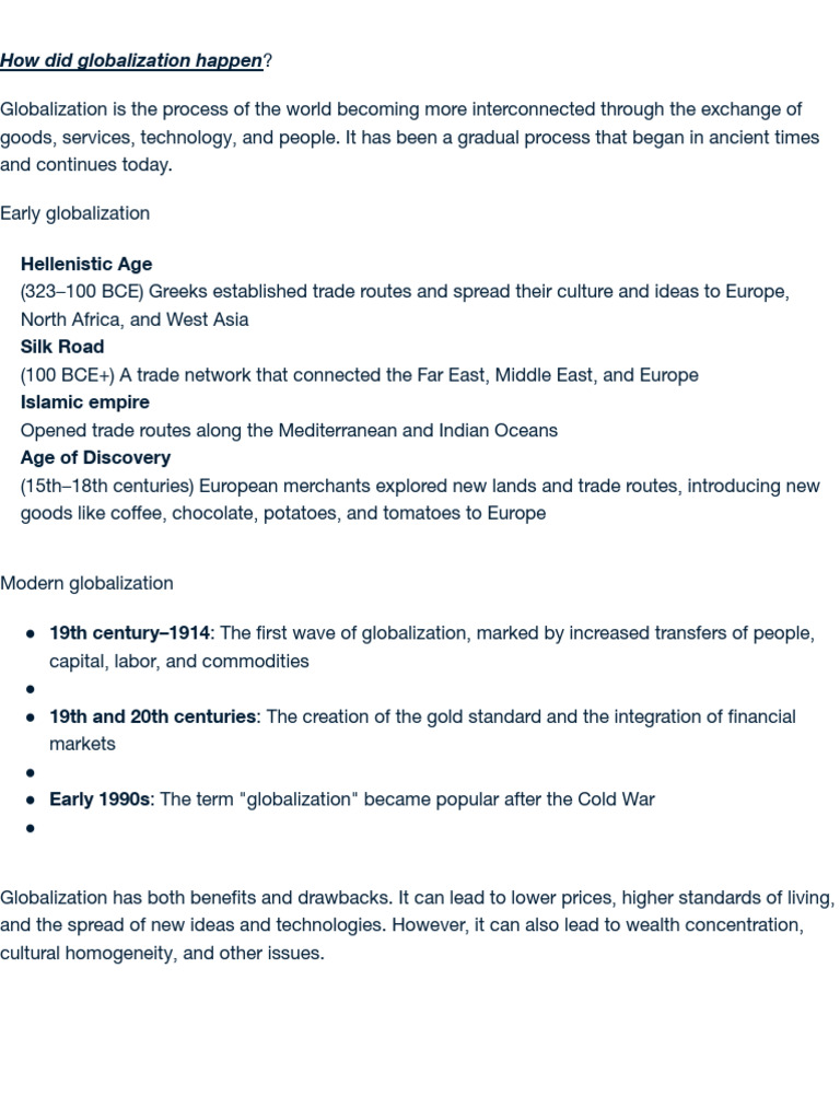 History and Impact of Globalization | PDF