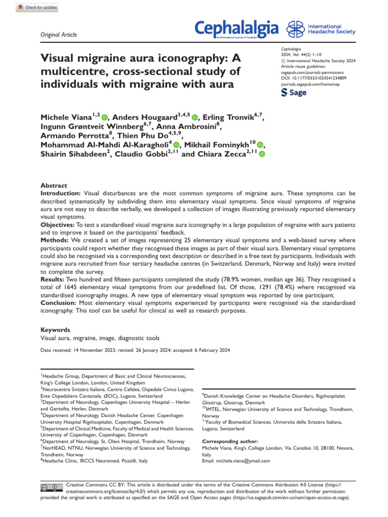Visual Migraine Aura Iconography Study | PDF | Migraine | Headache