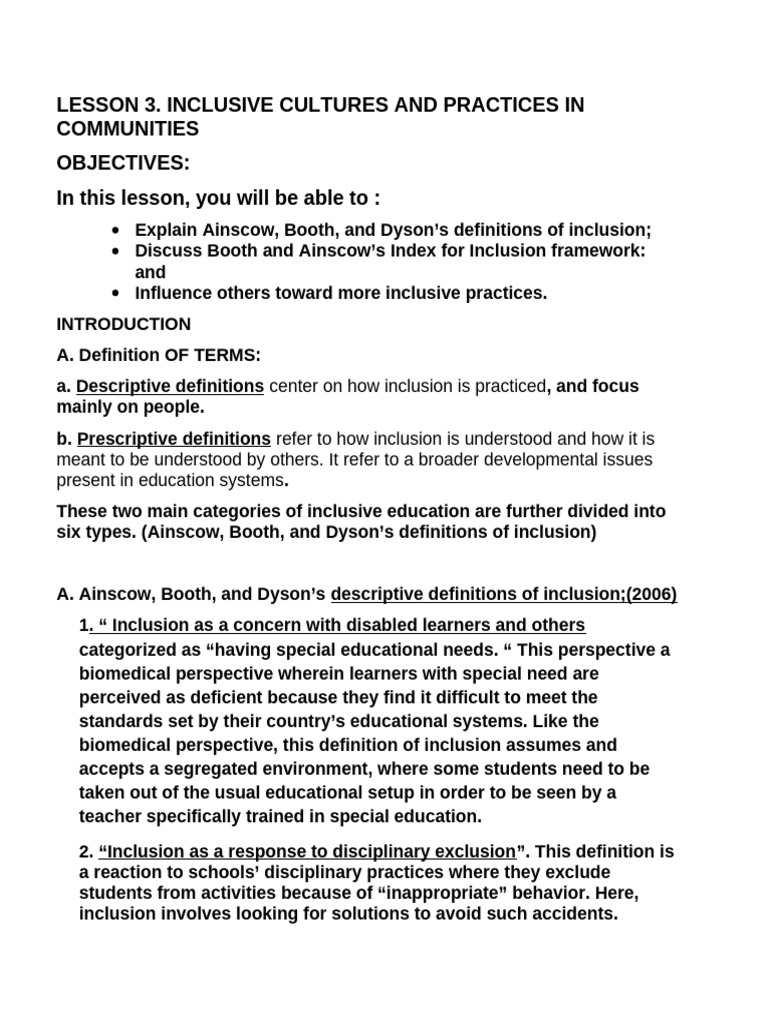 Ece 107 Inclusive Ed. Chapter 3 | PDF | Inclusion (Education) | Social ...