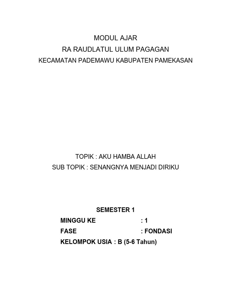 Modul Ajar M1 Senangnya Menjadi Diriku | PDF