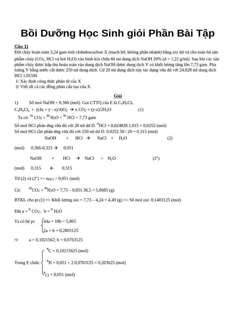 Bồi Dưỡng Học Sinh giỏi Phần Bài Tập: m m m n | PDF