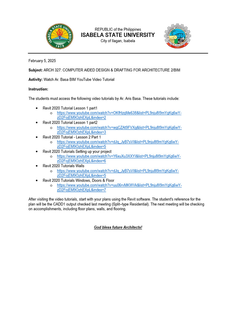 Arch 327 Cadd2 Bim Activity Tutorial Activity | PDF