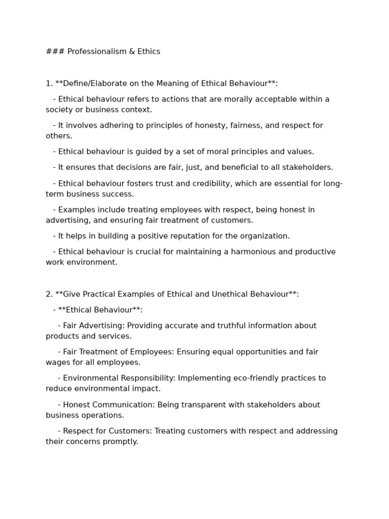Ethics and Professionalism | PDF | Business Ethics | Reputation