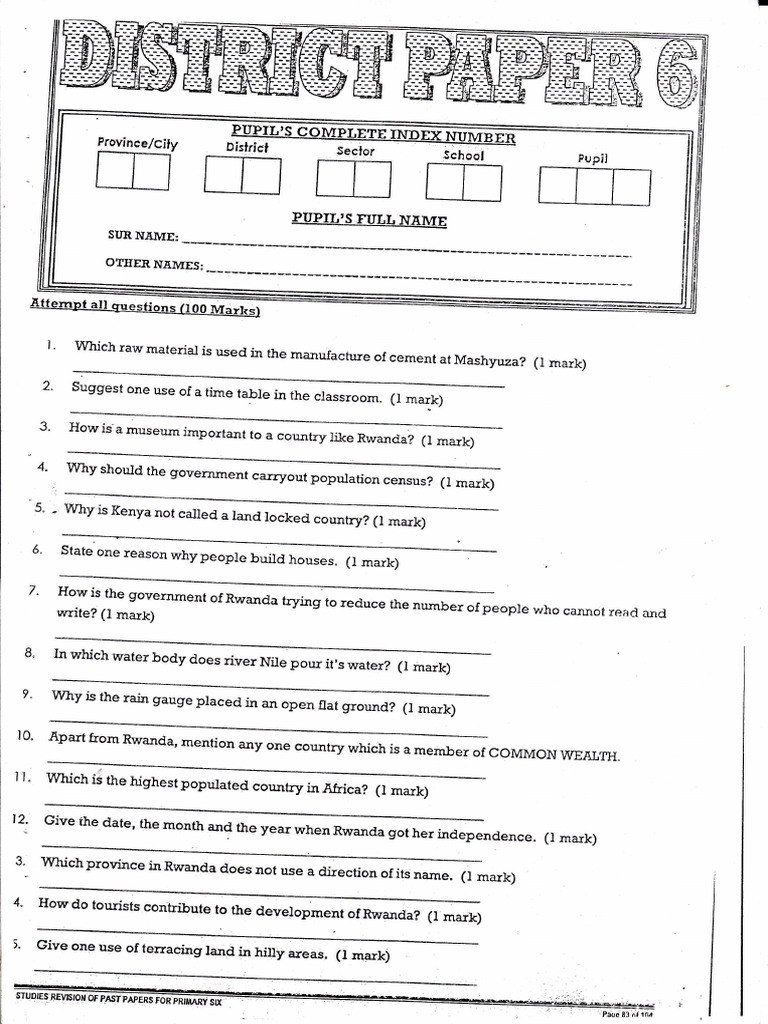 00000074_Social Studies District Paper VI | PDF