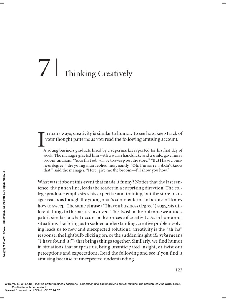 Thinking Creatively | PDF | Creativity | Thought