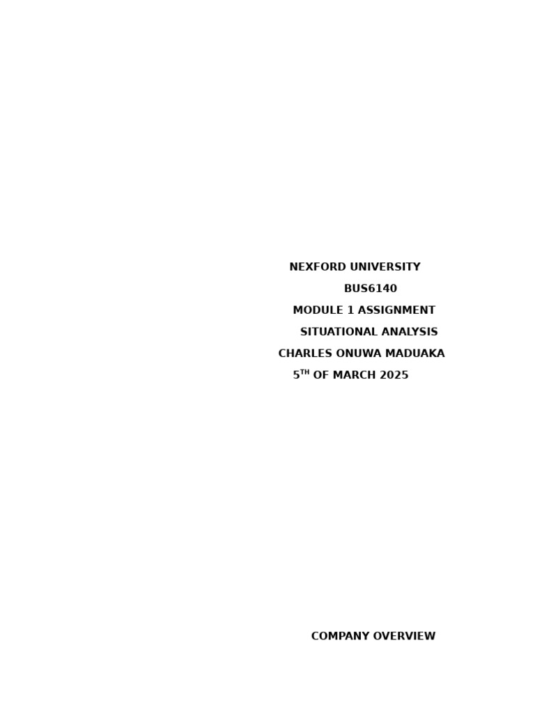 BUS 6140 MODULE 1 SITUATIONA ANALYSIS Charles Maduaka | PDF | Microsoft ...