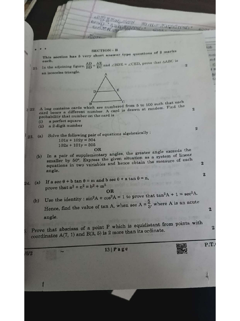 Class 10th Maths 2025 Papers | PDF
