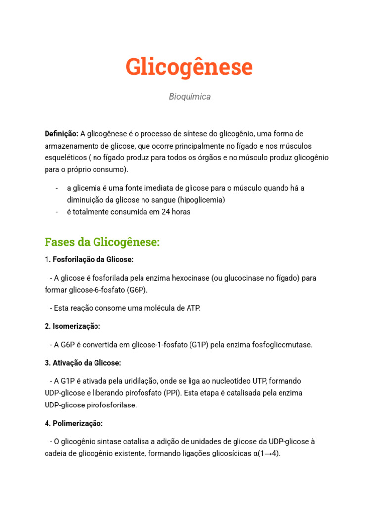 Glicogenese e Glicogenolise | PDF | Glicogênio | Química dos Carboidratos
