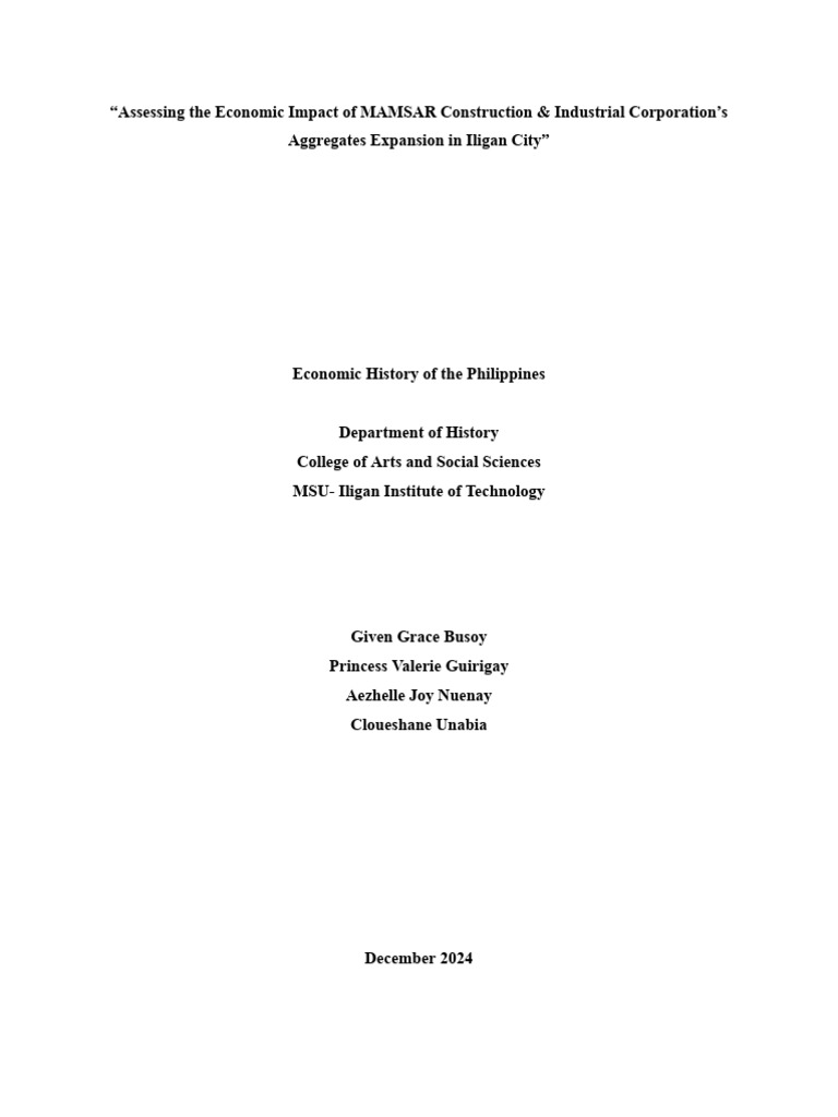 Assessing the Economic Impact of MAMSAR Construction & Industrial ...