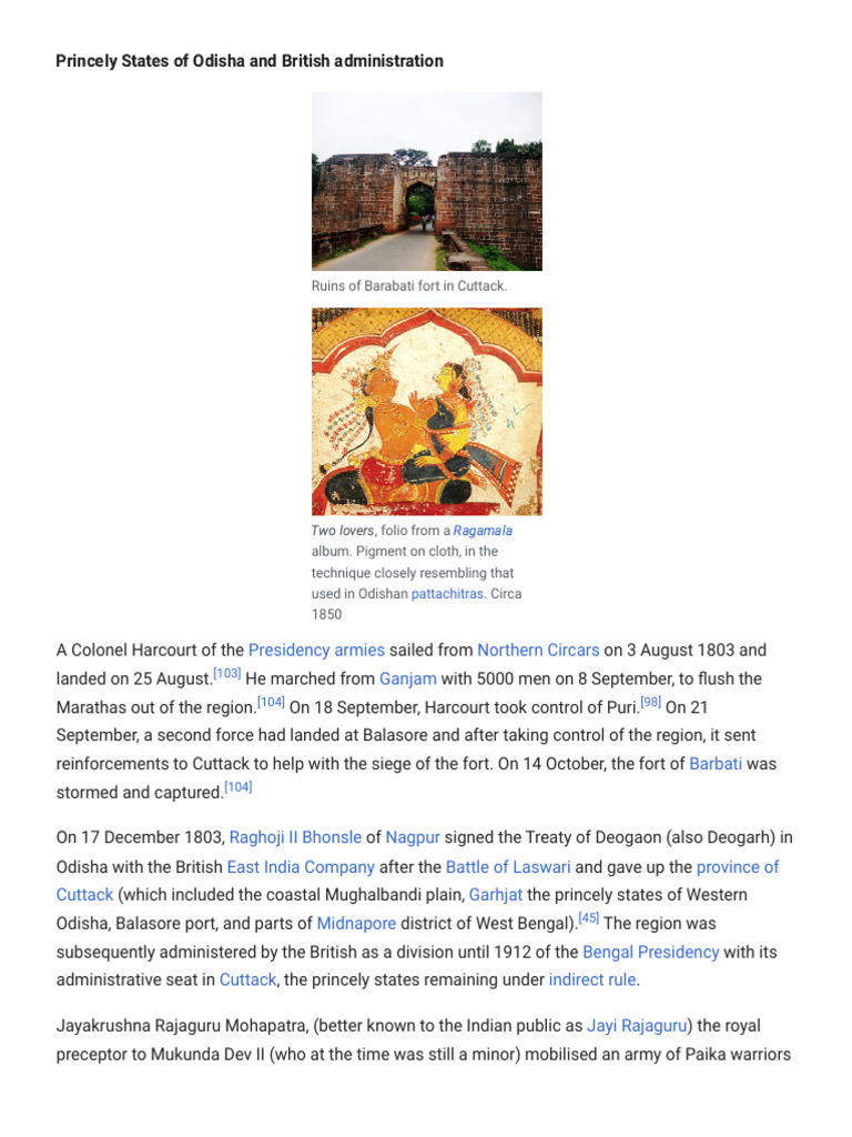 Odisha's Princely States and British Rule | PDF