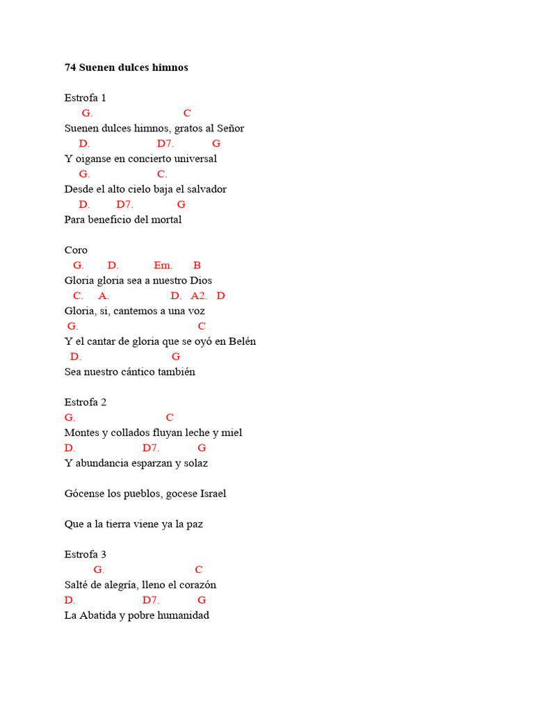 Suenen Dulces Himnos (Himno 74) | PDF