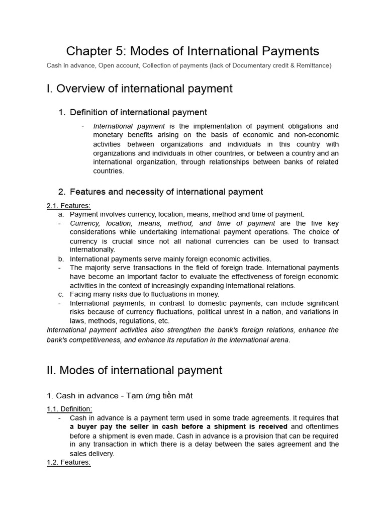 Modes of International Payments Explained | PDF | Payments | Banks