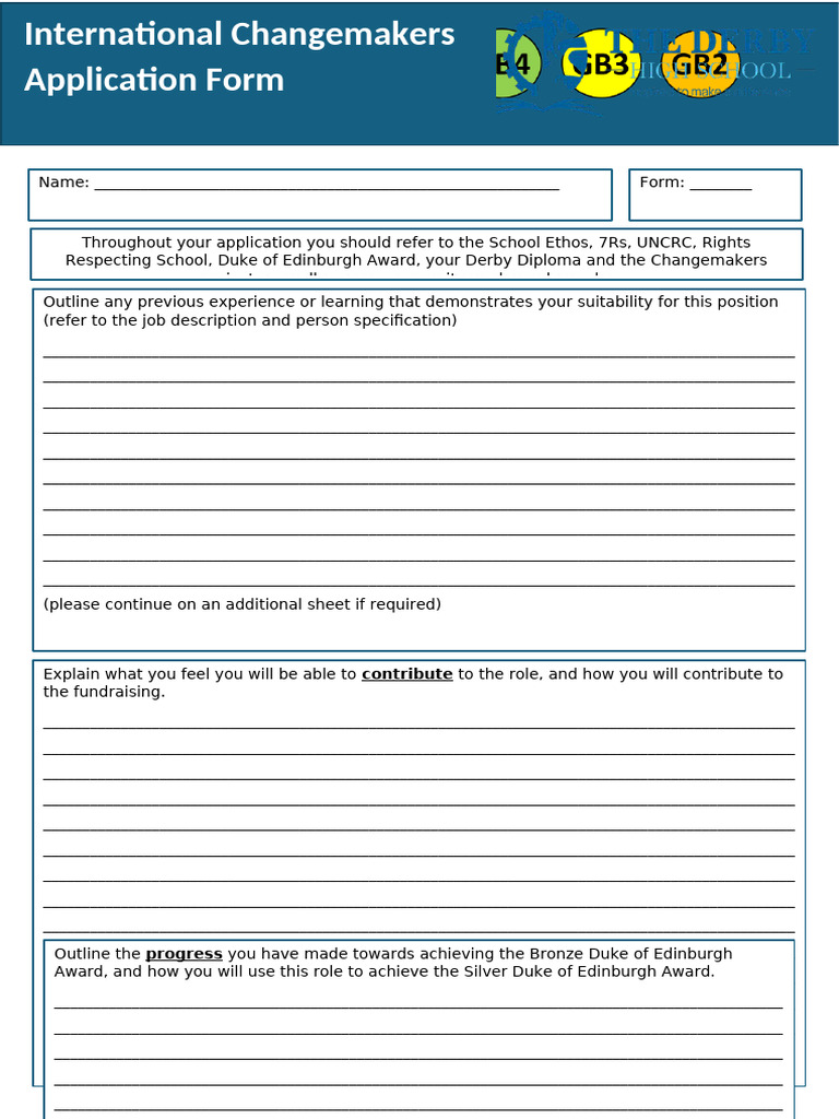 International Changemakers Application Form (Digital Version) | PDF