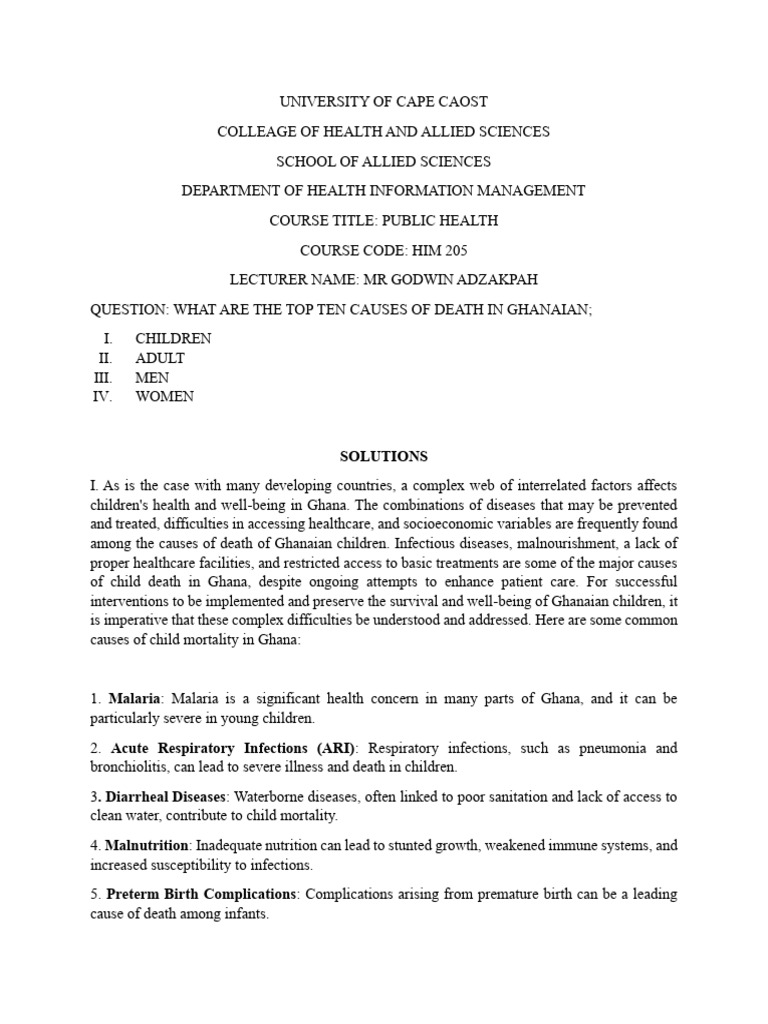 Public Health Assignment 1 | PDF | Maternal Health | Cardiovascular ...