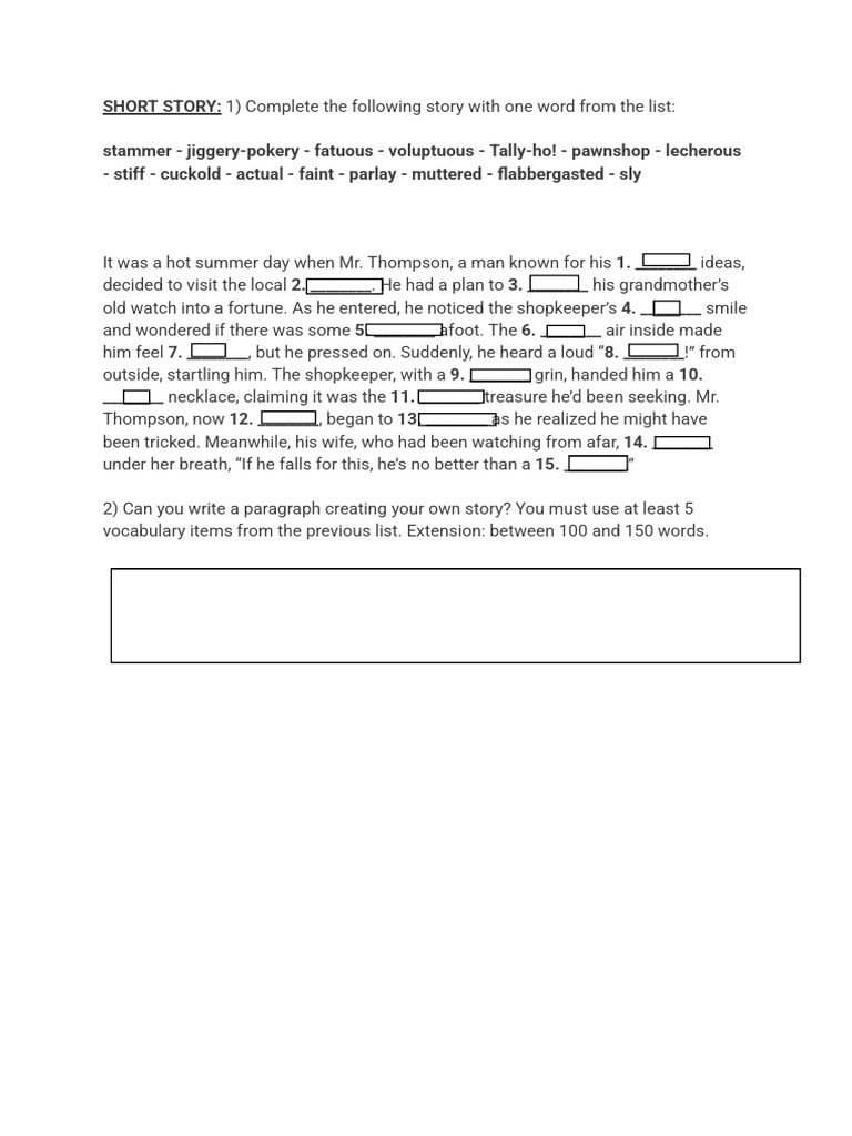 Homework Hunnies Story Completion | PDF