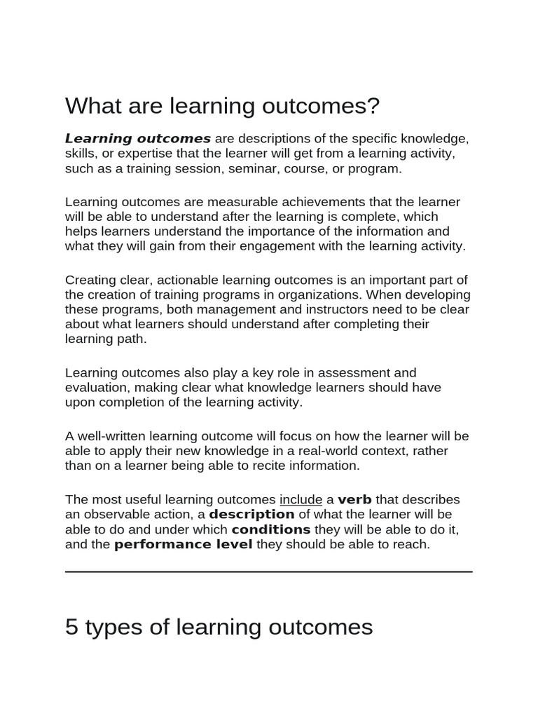 Understanding Learning Outcomes Explained | PDF