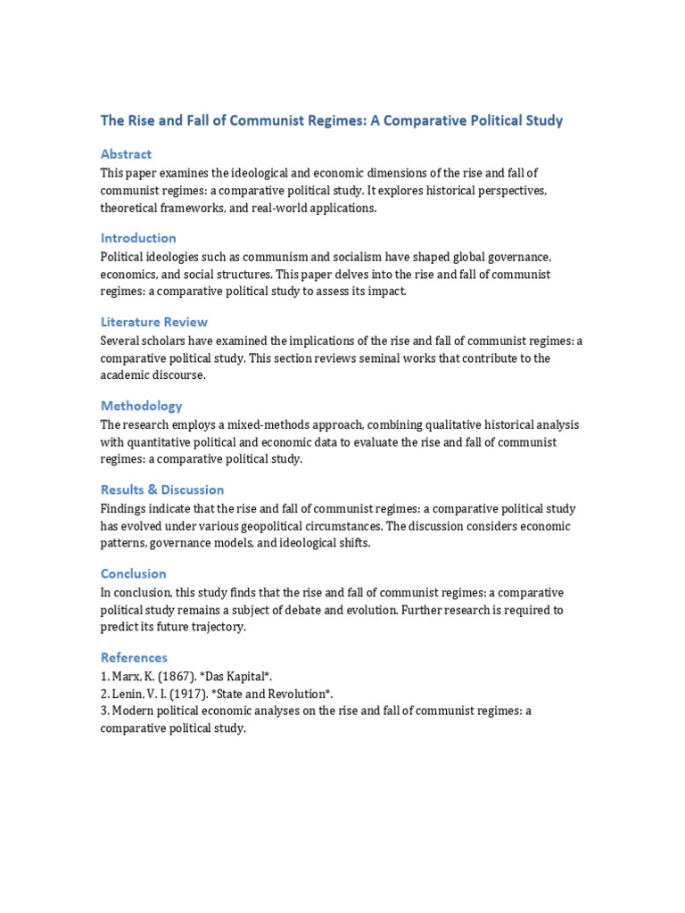 The Rise and Fall of Communist Regimes A Comparative Political Study | PDF
