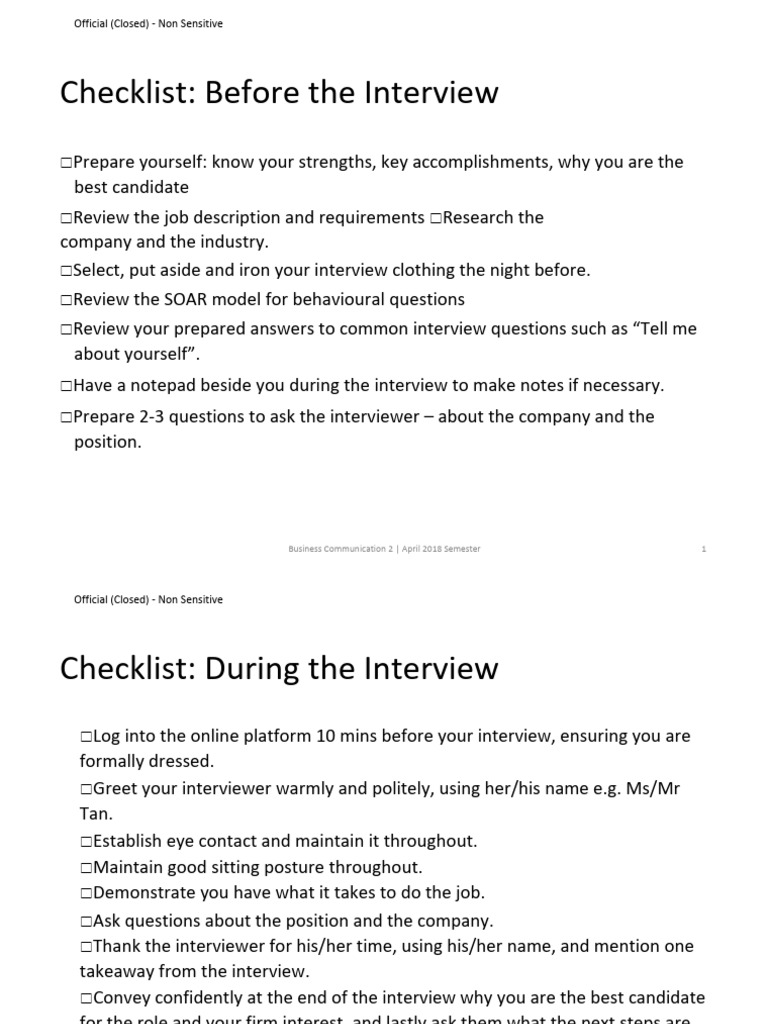 Essential Interview Preparation Checklist | PDF | Communication | Human ...