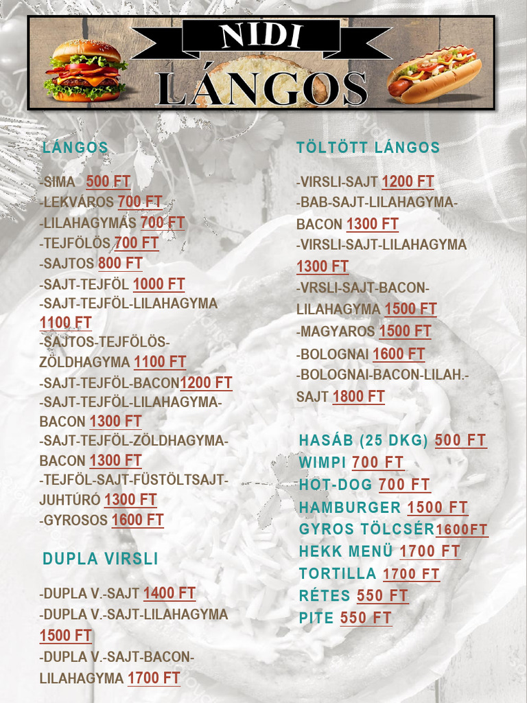 Lángos Étlap | PDF