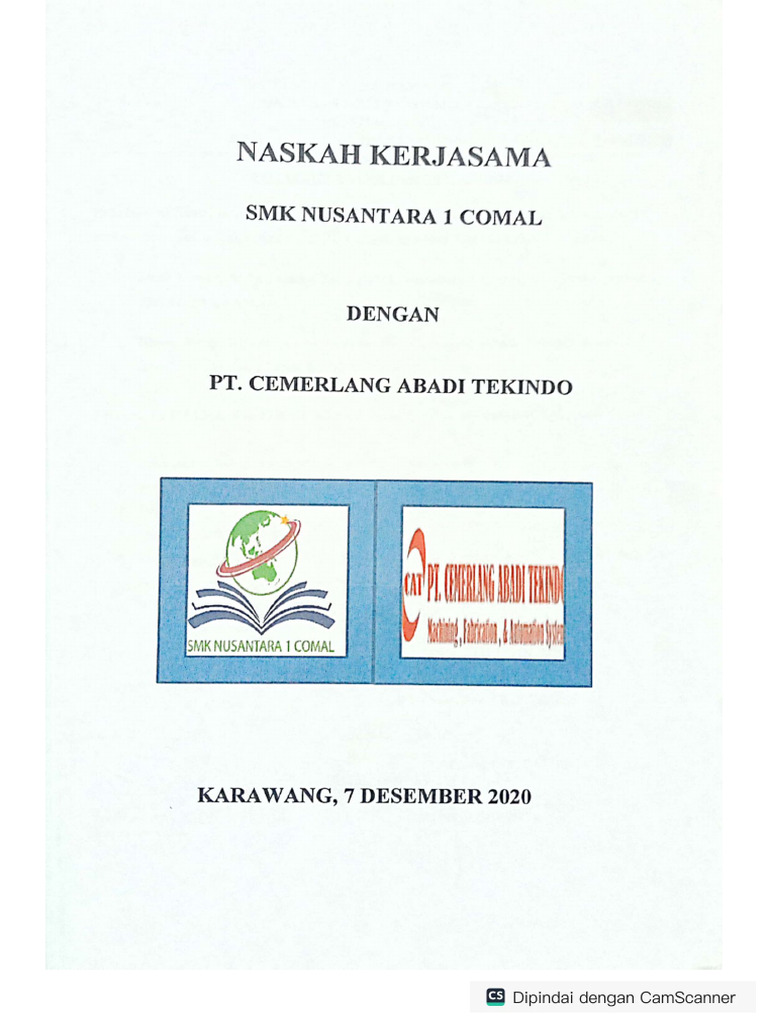 MOU PT CAT SMK Nusantara 1 Comal | PDF