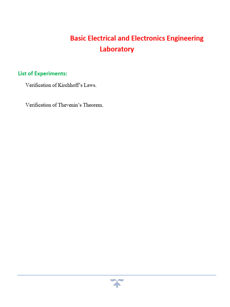 EECE1001P-BEEE Lab Manual 2022-23 Batch | PDF | Voltage | Series And Parallel Circuits