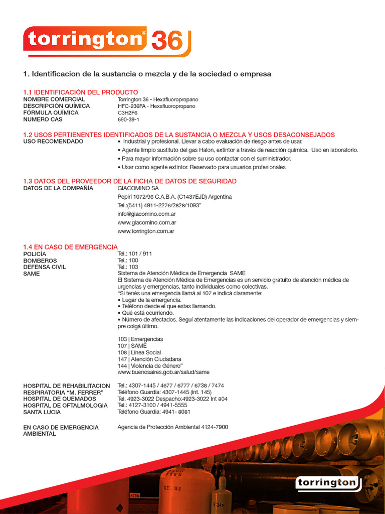 FDS - HFC 236 Hexafluoropropano | PDF | Quemar | Agua