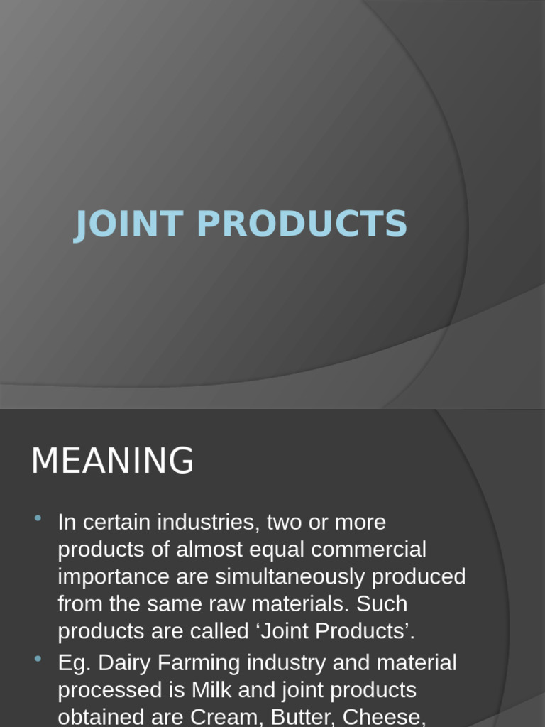 Understanding Joint Products Definition | PDF