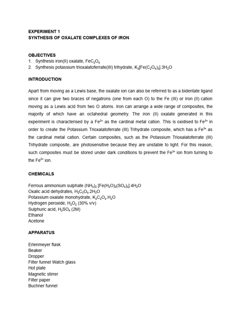 Lab Report Exp 1 Skt3023 | PDF | Iron | Ammonium