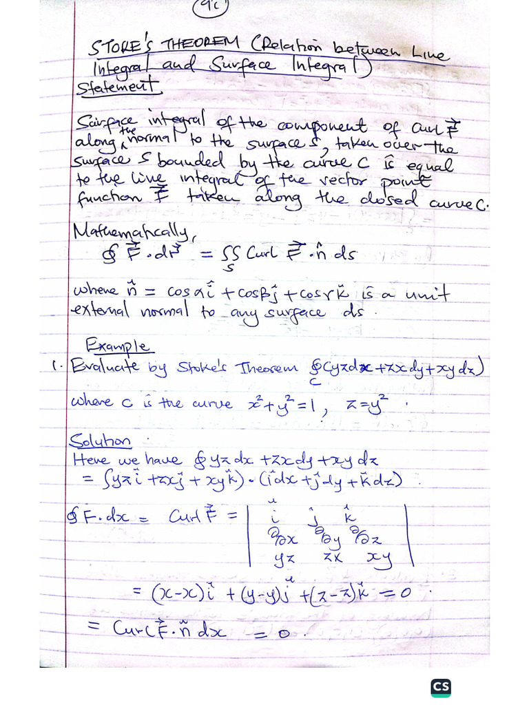 Stoke's Theorem | PDF
