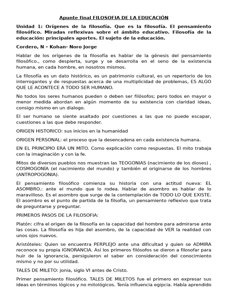 Orígenes de la Filosofía Educativa | PDF | Plan de estudios | Inclusión ...
