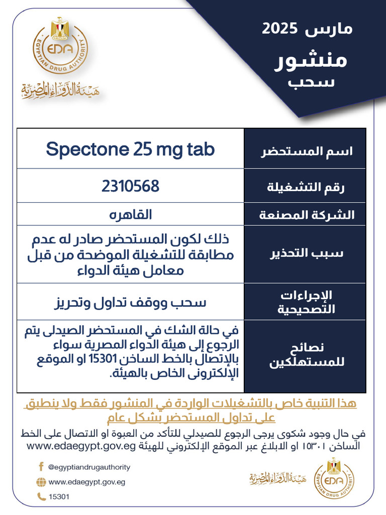 Spectone 25 Mg Tab سحب | PDF
