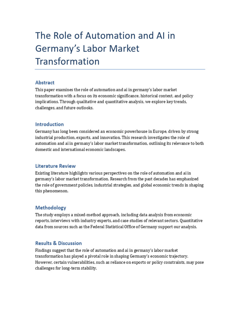 The Role of Automation and AI in Germany's Labor Market Transformation ...