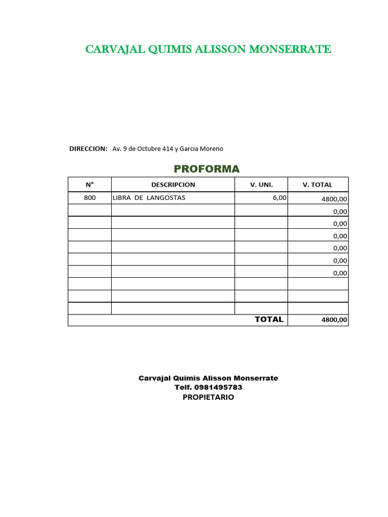 PROFORMA | PDF