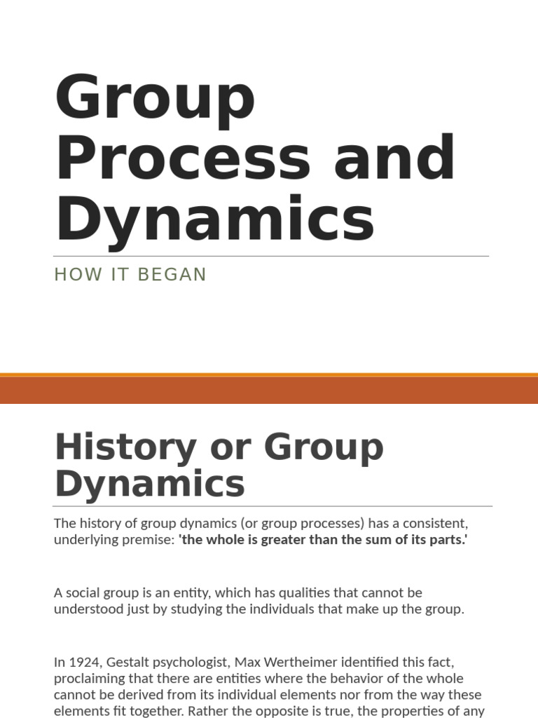 History and Concepts of Group Dynamics | PDF | Psychotherapy | Psychology