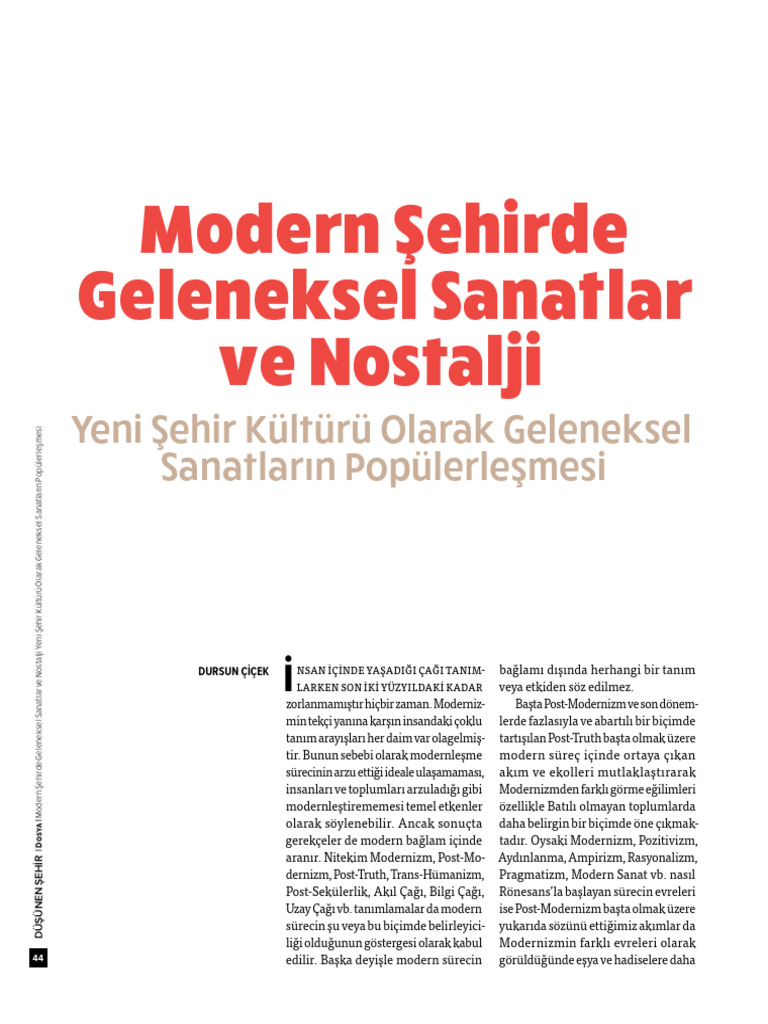 Modern Sehirde Geleneksel Sanatlar Ve No | PDF