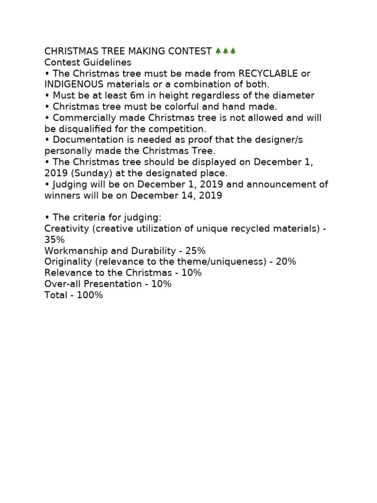 Christmas Tree Making Contest | PDF