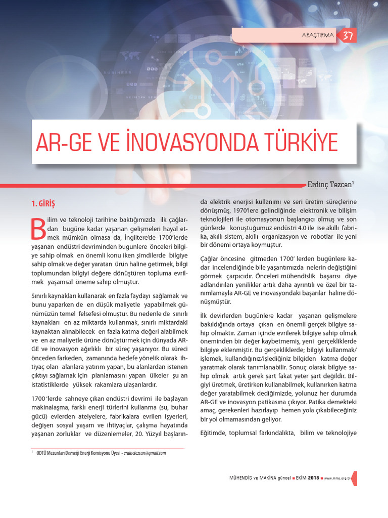 Ar-Ge Ve İnovasyonda Türkiye | PDF