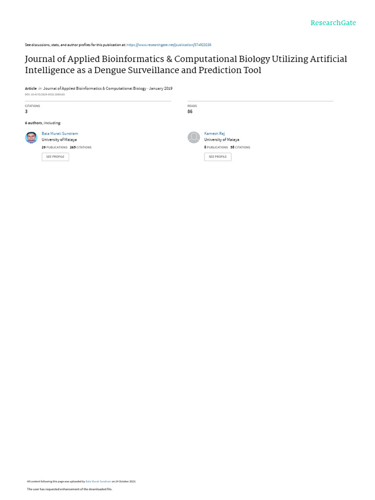 Utilizing Artificial Intelligence As A Dengue Surveillance And