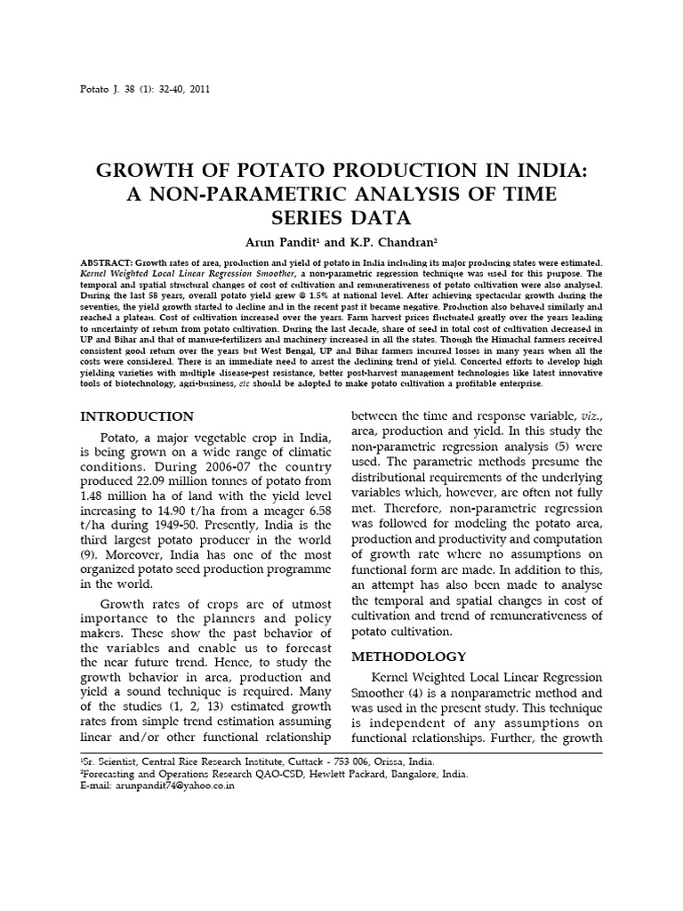 Ojsadmin, Pages From Potato Journal Full Issue-6 | PDF | Agriculture | Regression Analysis